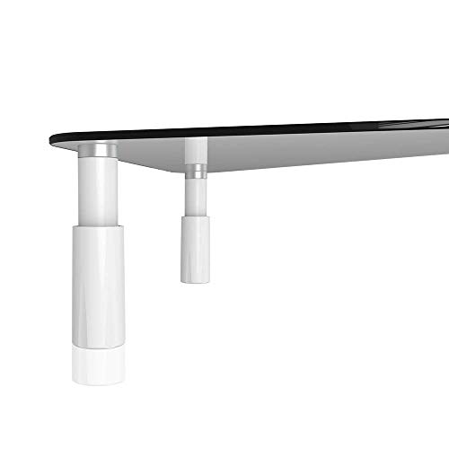 Mount Plus STB101 22.5 Inch Wide Tempered Glass Monitor Riser Desktop Stand Height Adjustable Table Top for Flat Screen LCD LED TV, Laptop, Notebook, Display (1 Pack)