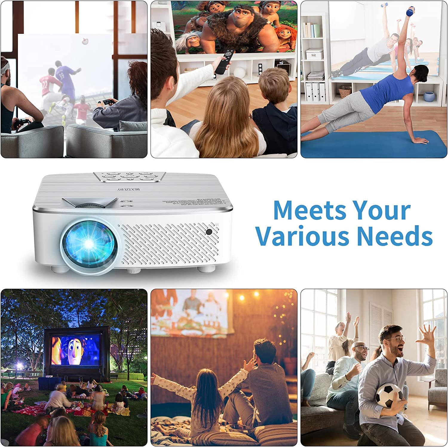 Native 1080P Projector, Movie Projector for Outdoor Use, 9500L Full HD Home Projector 4K Support 150" Display Home Theater Compatible with USB, Xbox, PS5, TV Stick, HDMI
