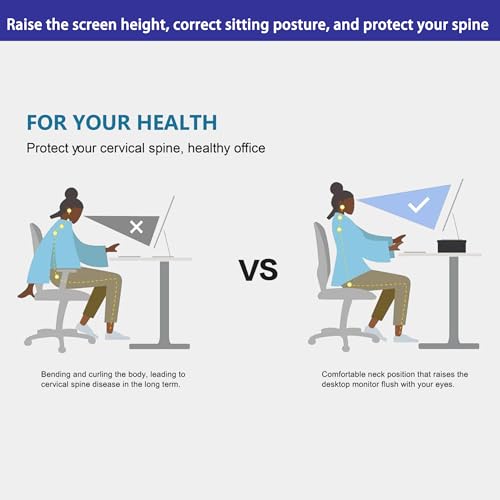 Catekro Monitor Stand Riser, 2 Tiers Wood Monitor Riser Stand with Storage Organizer, Multi-Purpose Desktop Organizer Riser for Computer,Laptop,Printer(Black)