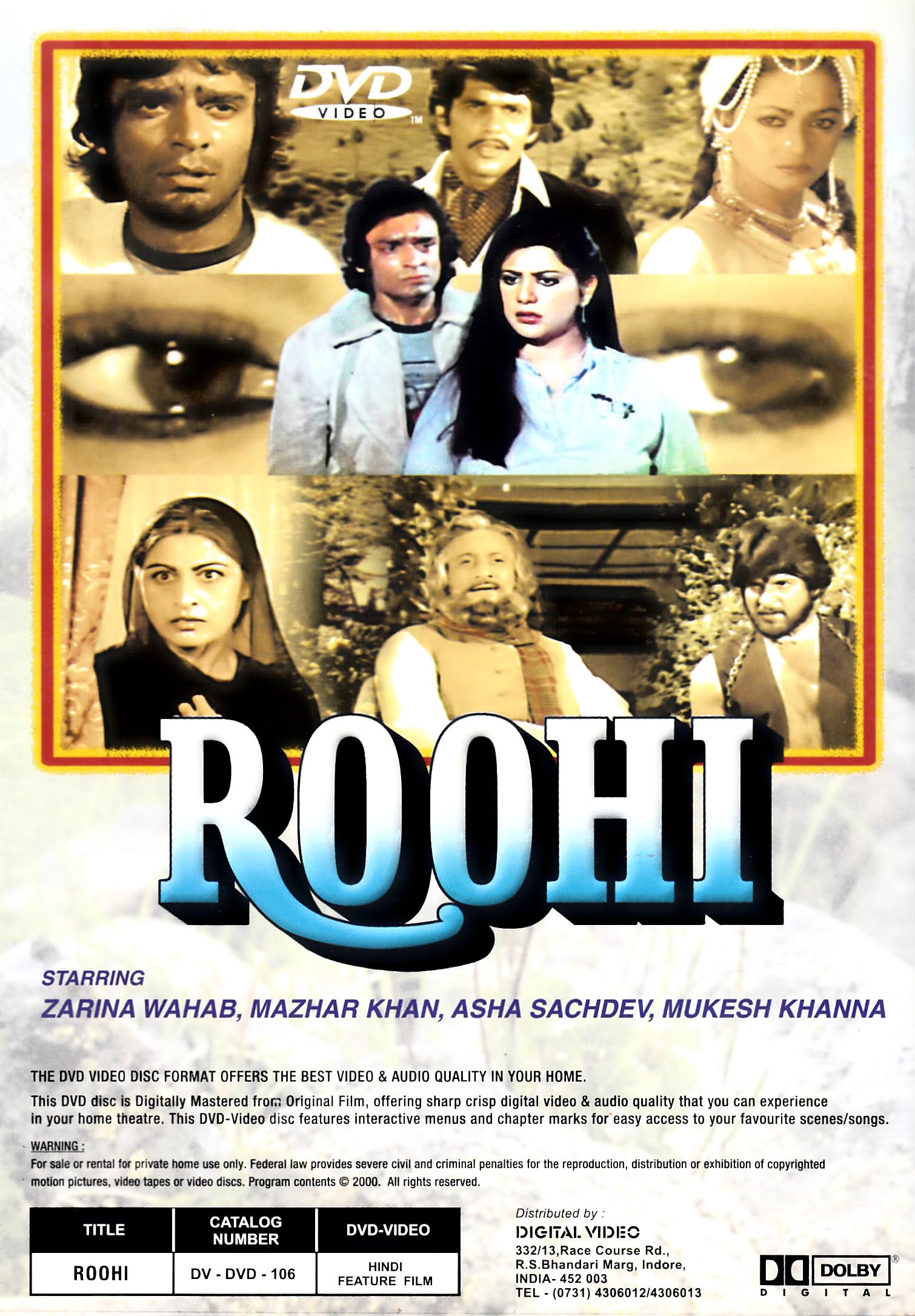 ROOHI * Zarina Wahab, Mazhar Khan, Asha Sachdev, Mukesh Khanna ( HINDI FEATURE FILM)