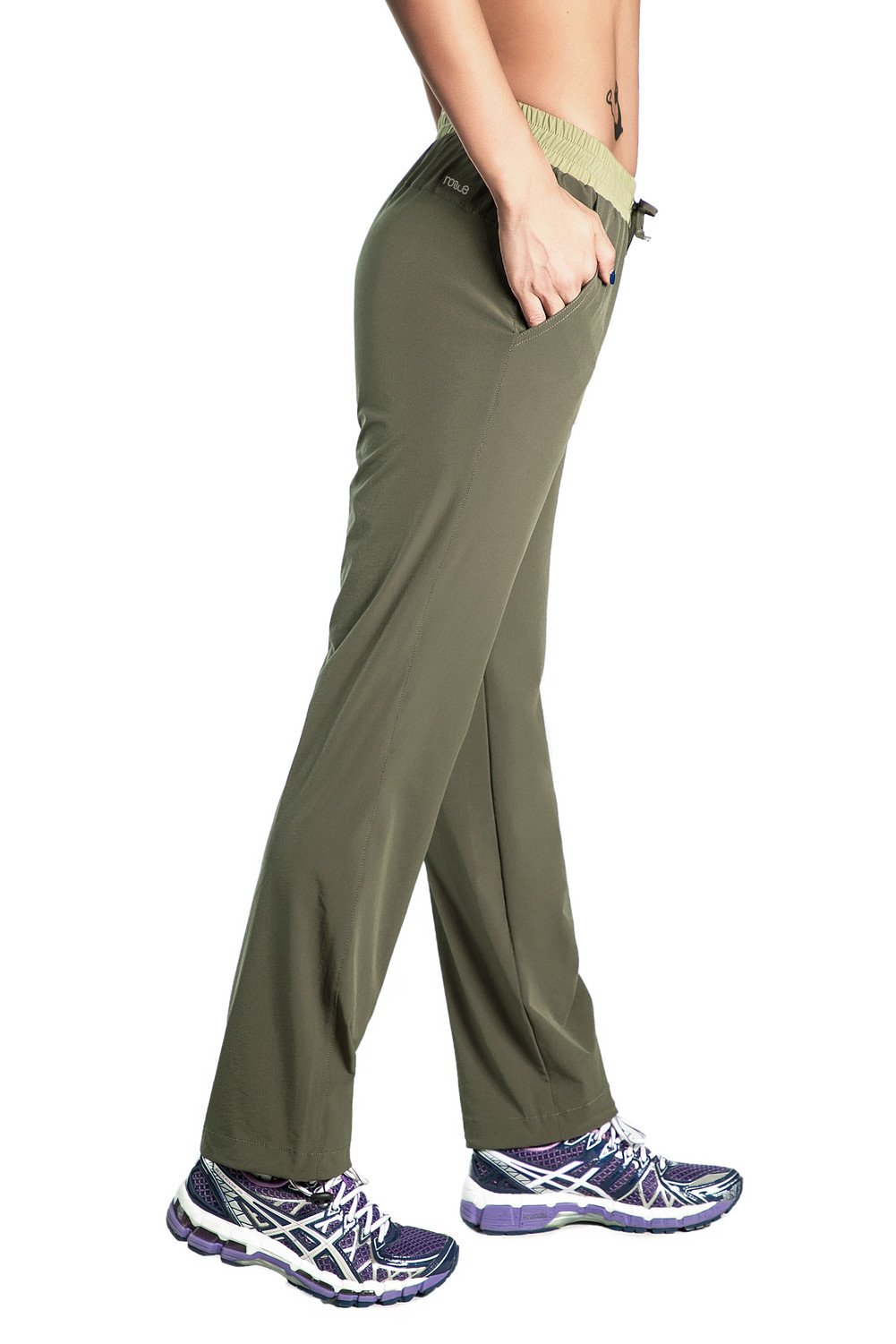 Nonwe Women's Quick Dry Hiking Camping Pants with Elastic Waist Green S/29 Inseam
