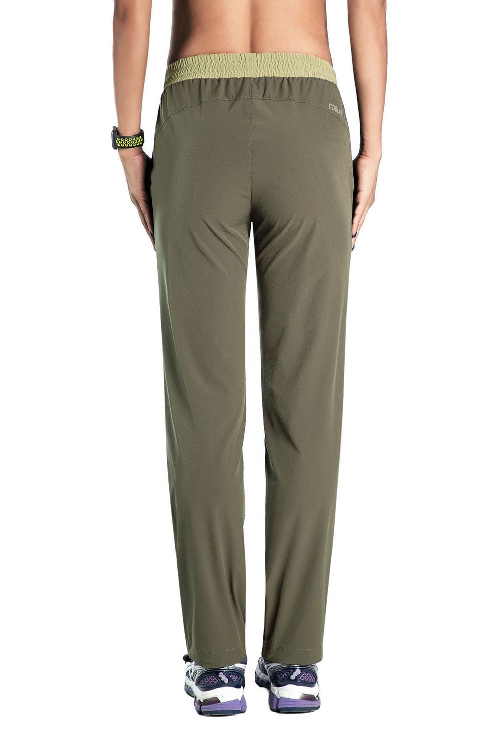 Nonwe Women's Quick Dry Hiking Camping Pants with Elastic Waist Green S/29 Inseam