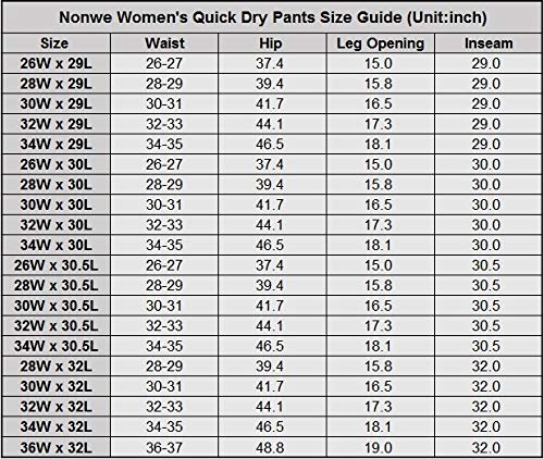 Nonwe Women's Quick Dry Hiking Camping Pants with Elastic Waist Green S/29 Inseam