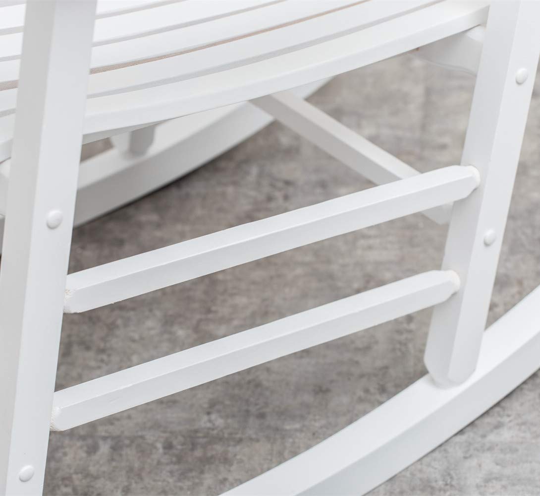 BplusZ Patio Outdoor Rocking Chair Set 3 Piece Furniture Rocker with Small Side Table for Bistro Porch White