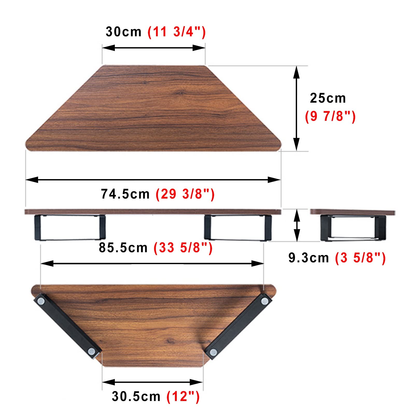 Walnut Ergonomic Computer Monitor Stand, Monitor Riser for Corner Workstation, Space Saving Corner Laptop Stand, Wooden Triangle Screen Riser