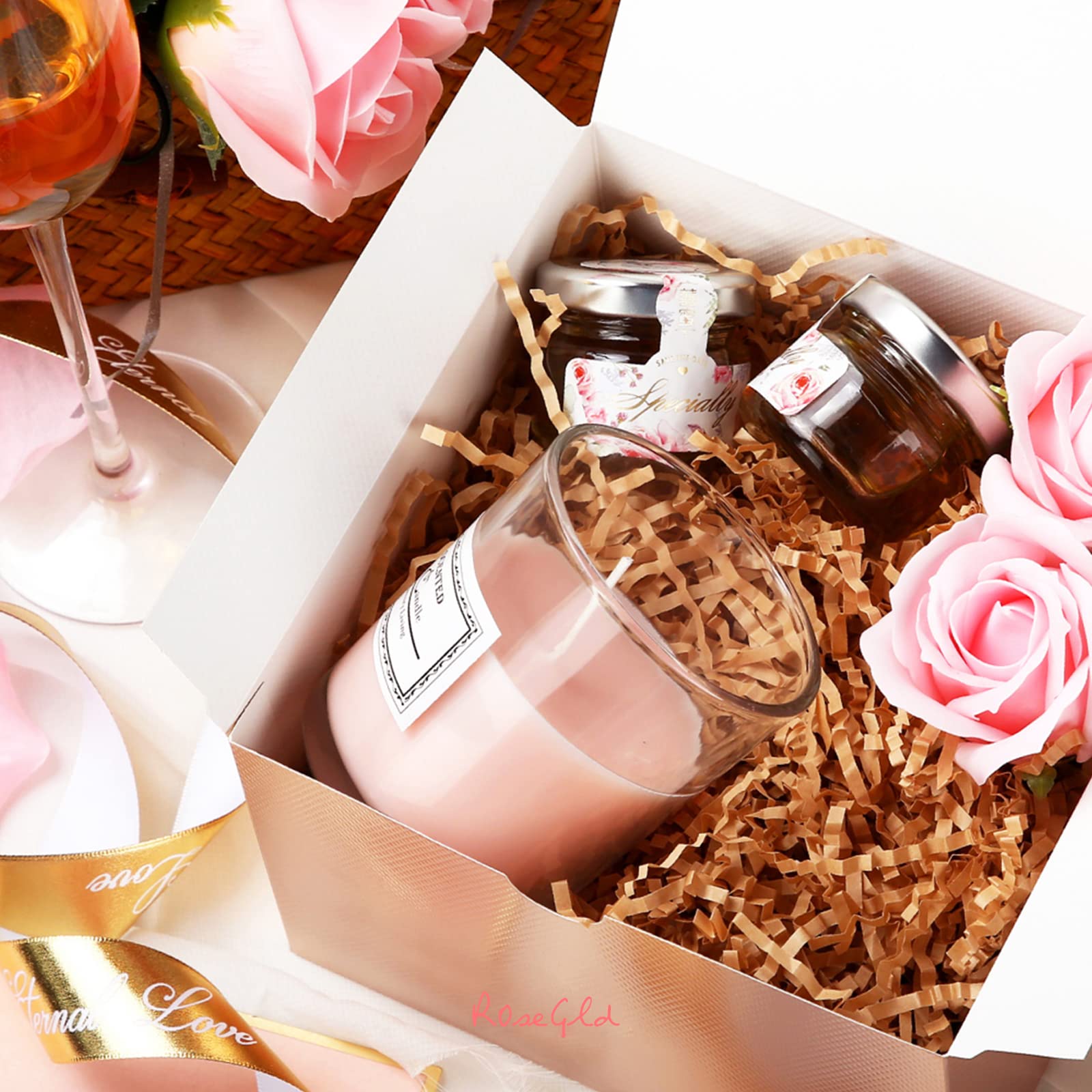 ROSEGLD Gift Box 9x6.5x3.8 Inches, Glossy Gift Box with Lid, Bridesmaid Gift Box, Rectangle Collapsible Box with Magnetic Lid for Gift Packaging (Glossy Rose Gold)