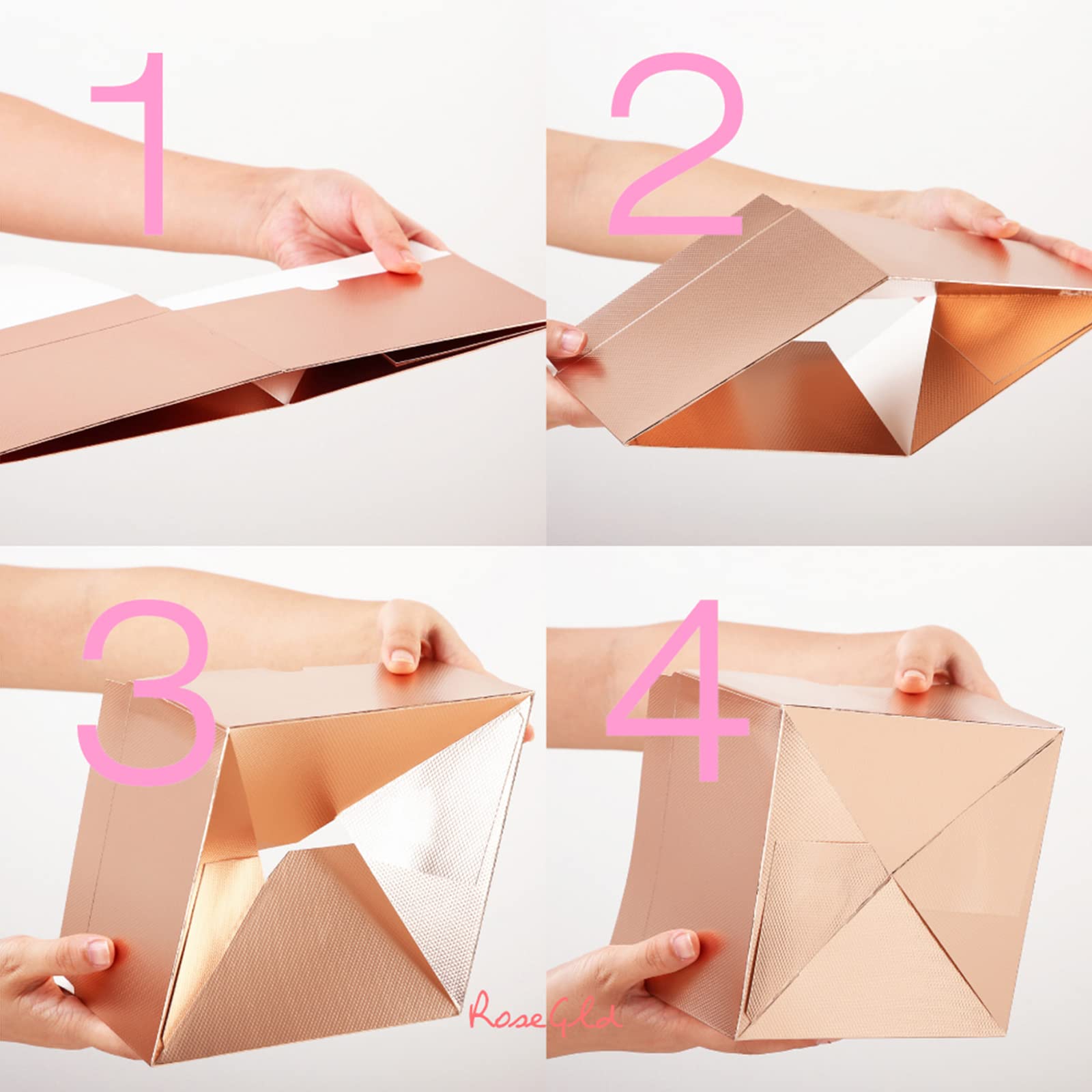 ROSEGLD Gift Box 9x6.5x3.8 Inches, Glossy Gift Box with Lid, Bridesmaid Gift Box, Rectangle Collapsible Box with Magnetic Lid for Gift Packaging (Glossy Rose Gold)