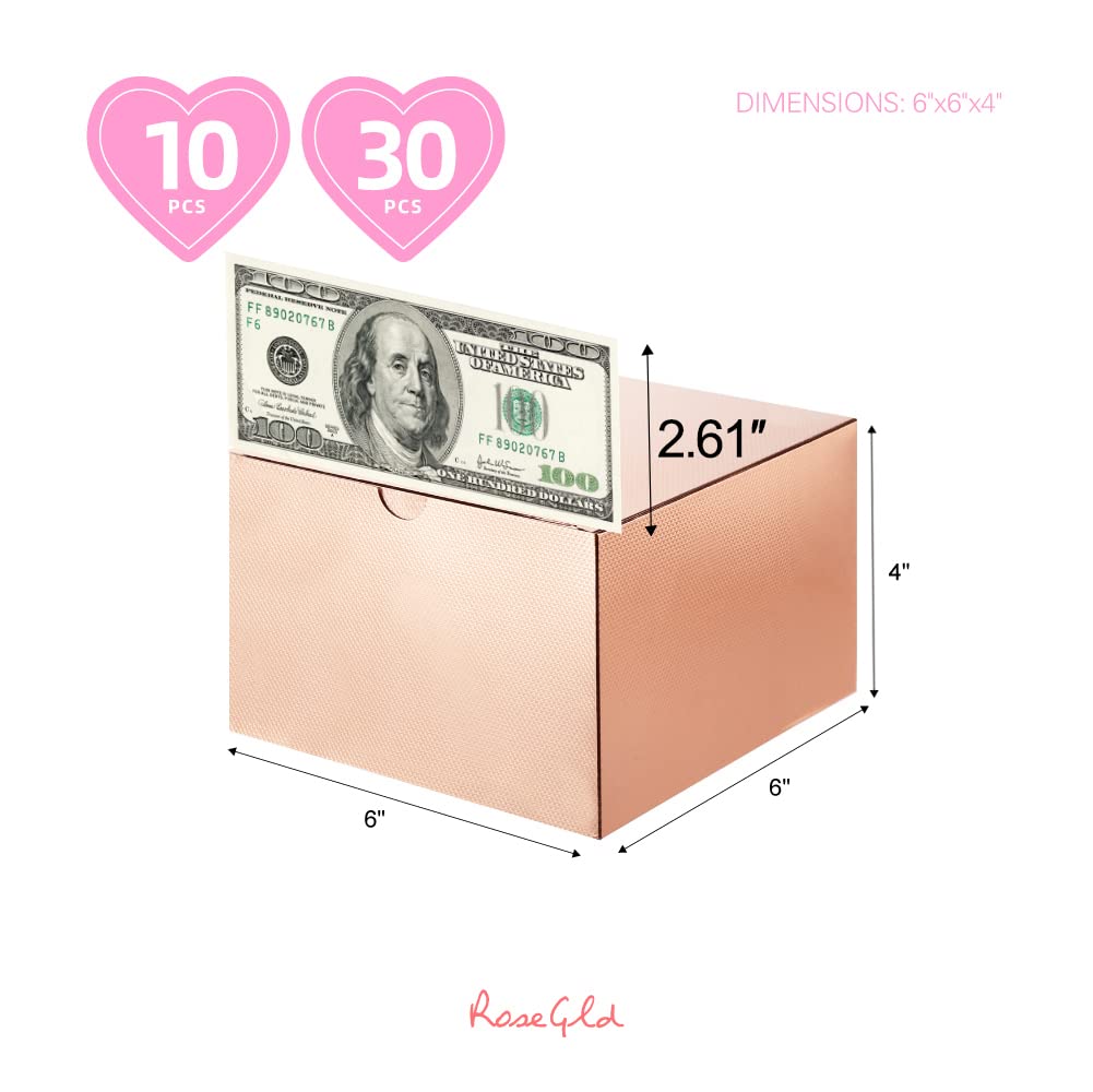 ROSEGLD Gift Box 9x6.5x3.8 Inches, Glossy Gift Box with Lid, Bridesmaid Gift Box, Rectangle Collapsible Box with Magnetic Lid for Gift Packaging (Glossy Rose Gold)