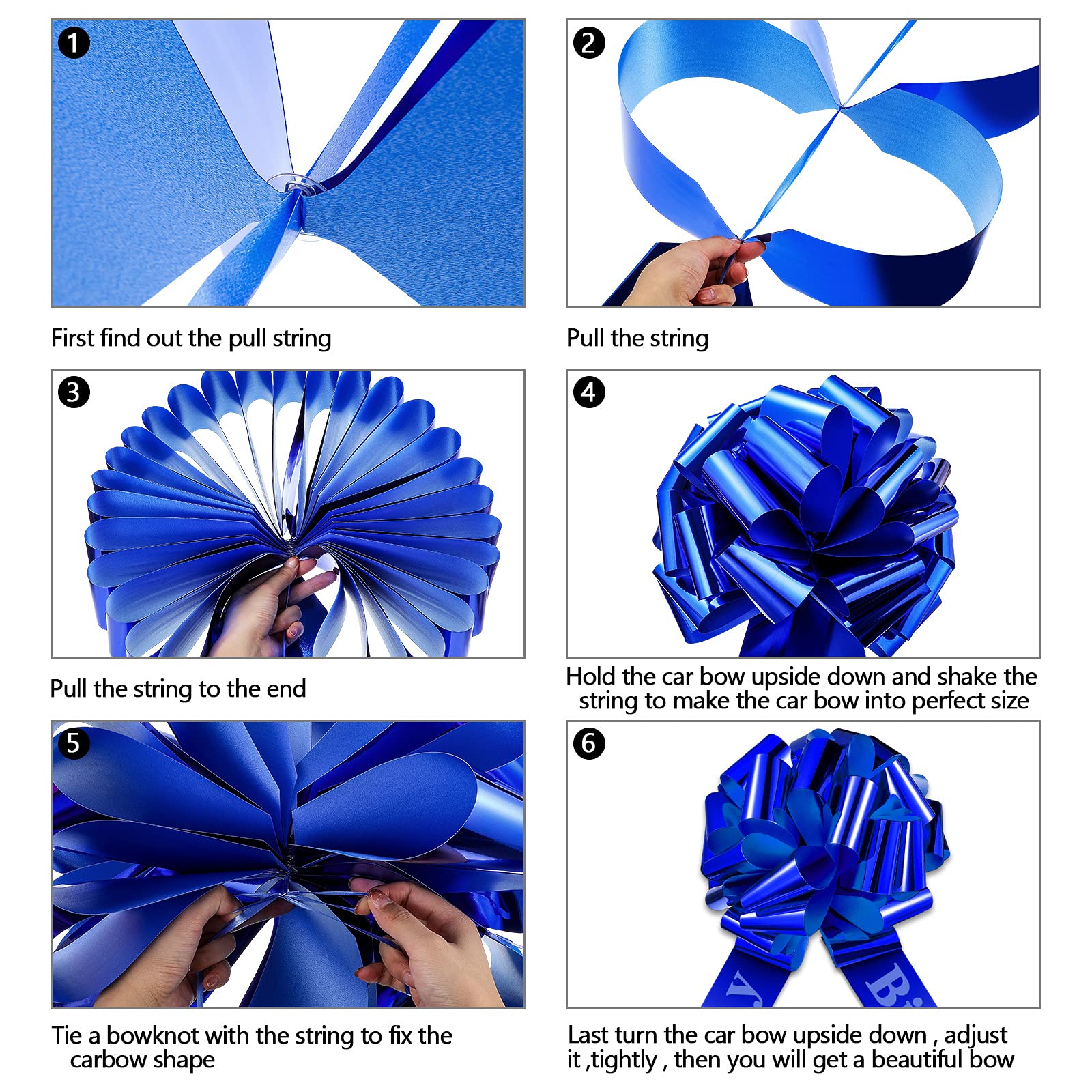 Happy Birthday Car Bow Big Car Ribbon Bow Large Gift Wrapping Bow Giant Bow for Car Decorative Huge Pull Bow for Christmas Party Birthday Car Decoration (Royal Blue,20 Inches)