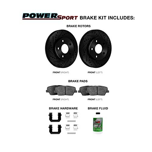 Power Sport Front Brakes and Rotors Kit |Front Brake Pads| Brake Rotors and Pads|Ceramic Brake Pads and Rotors|Hardware Kit BBC1.42129.42