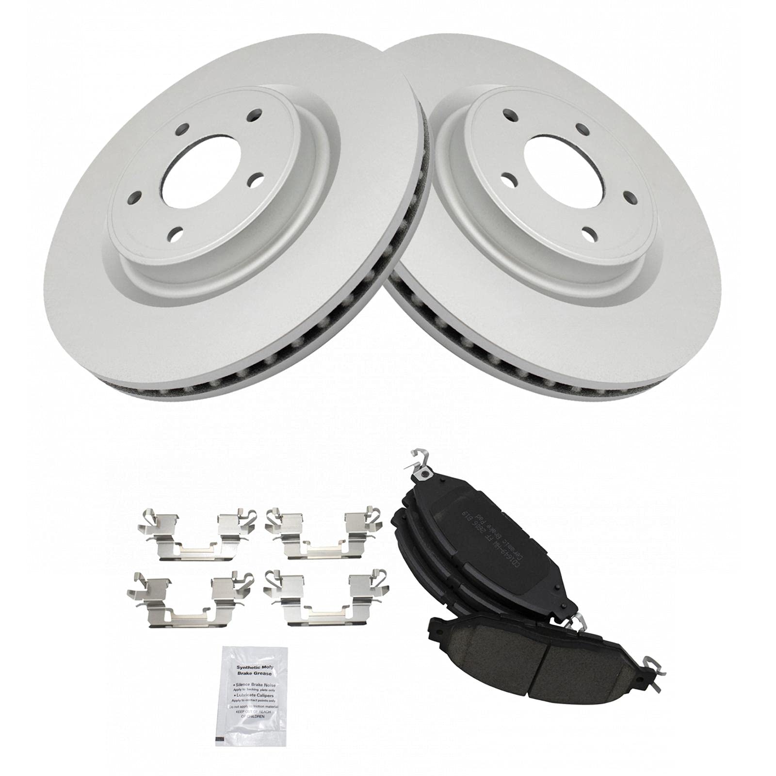 TRQ Front Brake Pad & Rotor Kit Brake Pads Brake Rotor Ceramic Vented Premium G-Coated Compatible with 2013 INFINITI JX35 2014-2020 QX60 2015-2021 Nissan Murano 2013-2020 Pathfinder