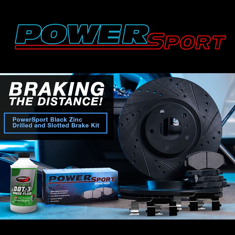 Power Sport Front Brakes and Rotors Kit |Front Brake Pads| Brake Rotors and Pads|Ceramic Brake Pads and Rotors|Hardware Kit BBC1.42129.42