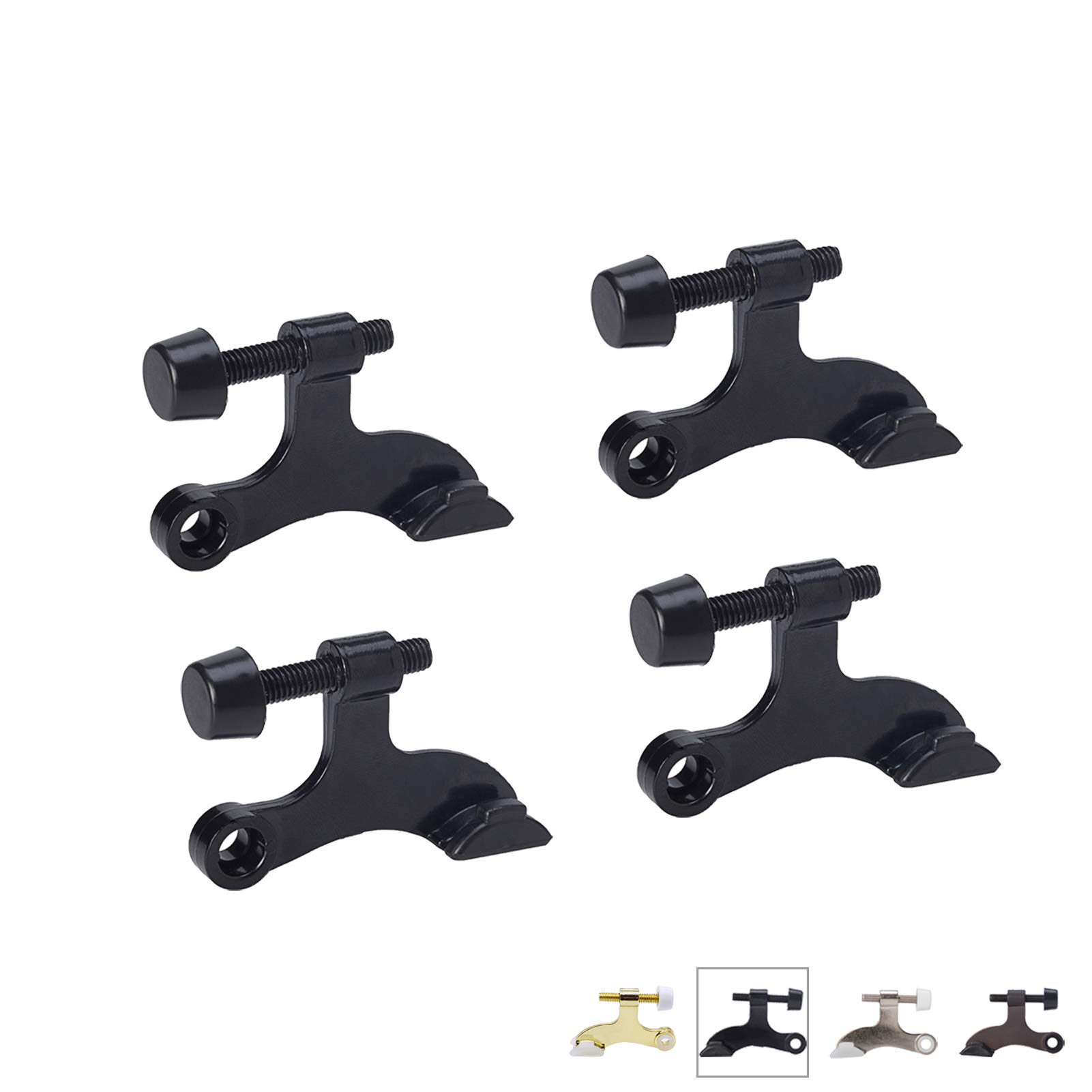 Enconker 4 Pack Hinge Pin Door Stopper Polished Brass, Heavy Duty Door Hinge Stopper Gold Pins Door Stops, Wall Protectors from Door Knobs Convenient Easy Installation Rubber Bumper Tips