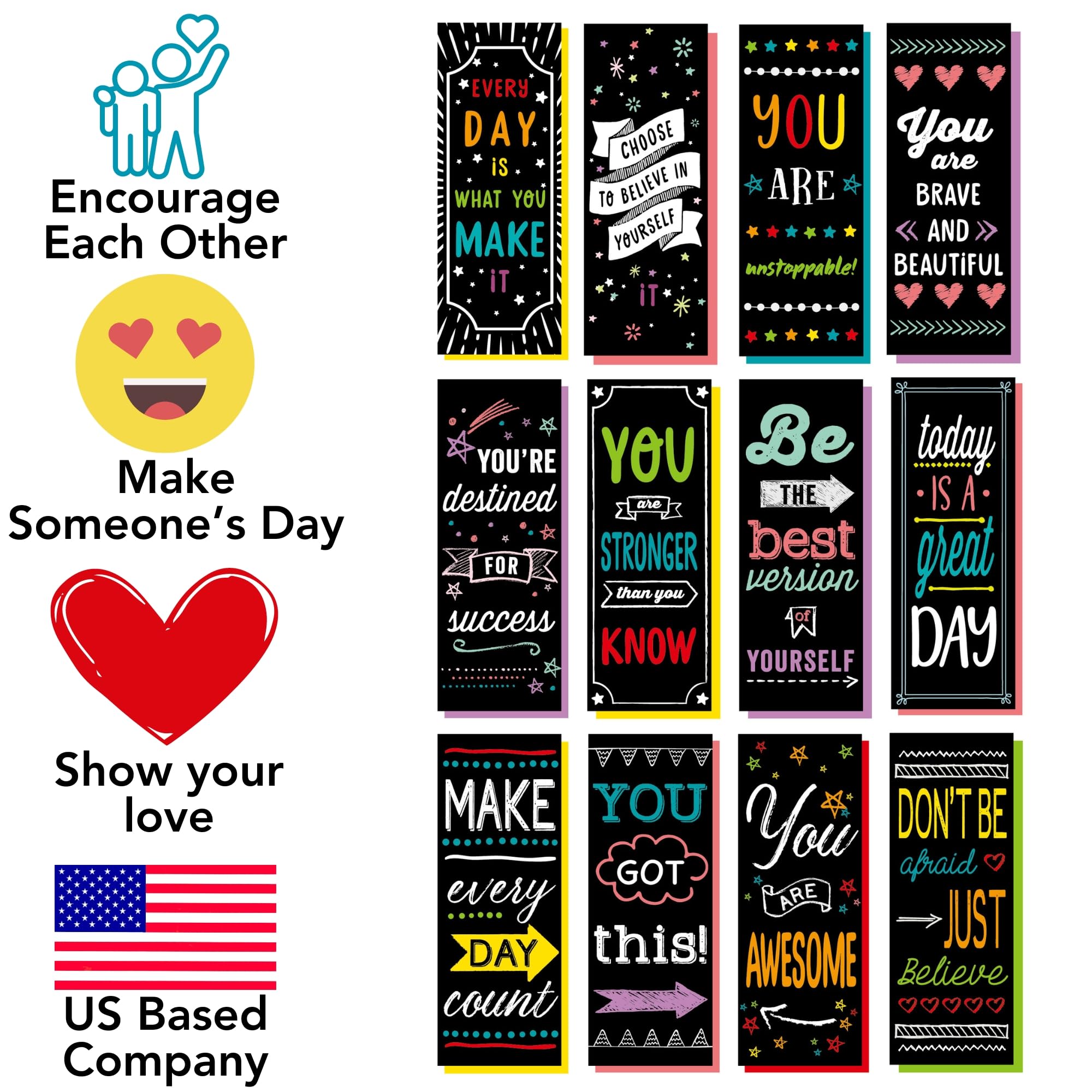 Iconikal Motivational Encouraging Inspirational Bookmarks, 100-Count