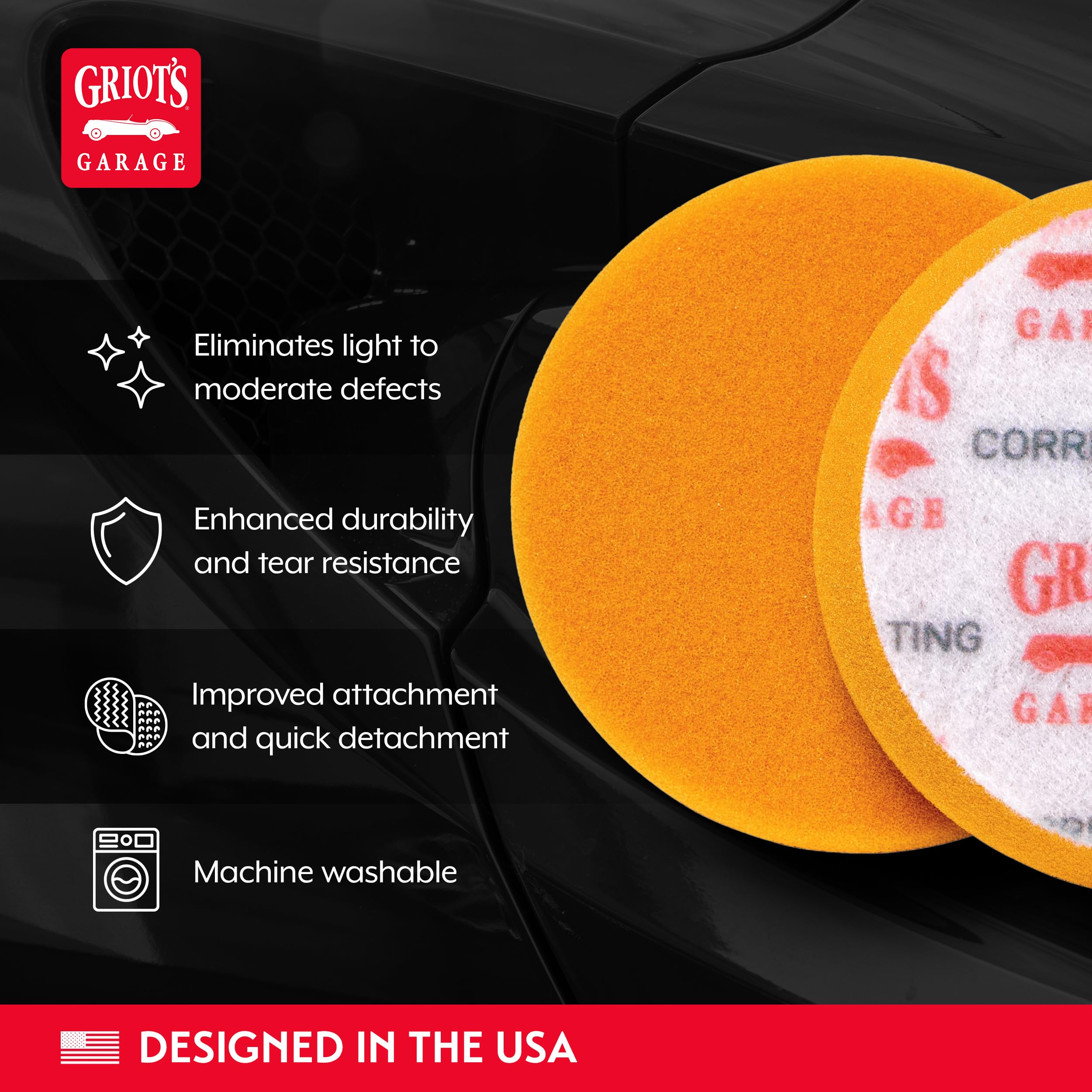 Griot's Garage 11241 3" Orange Foam Correcting Pads (Set of 3)