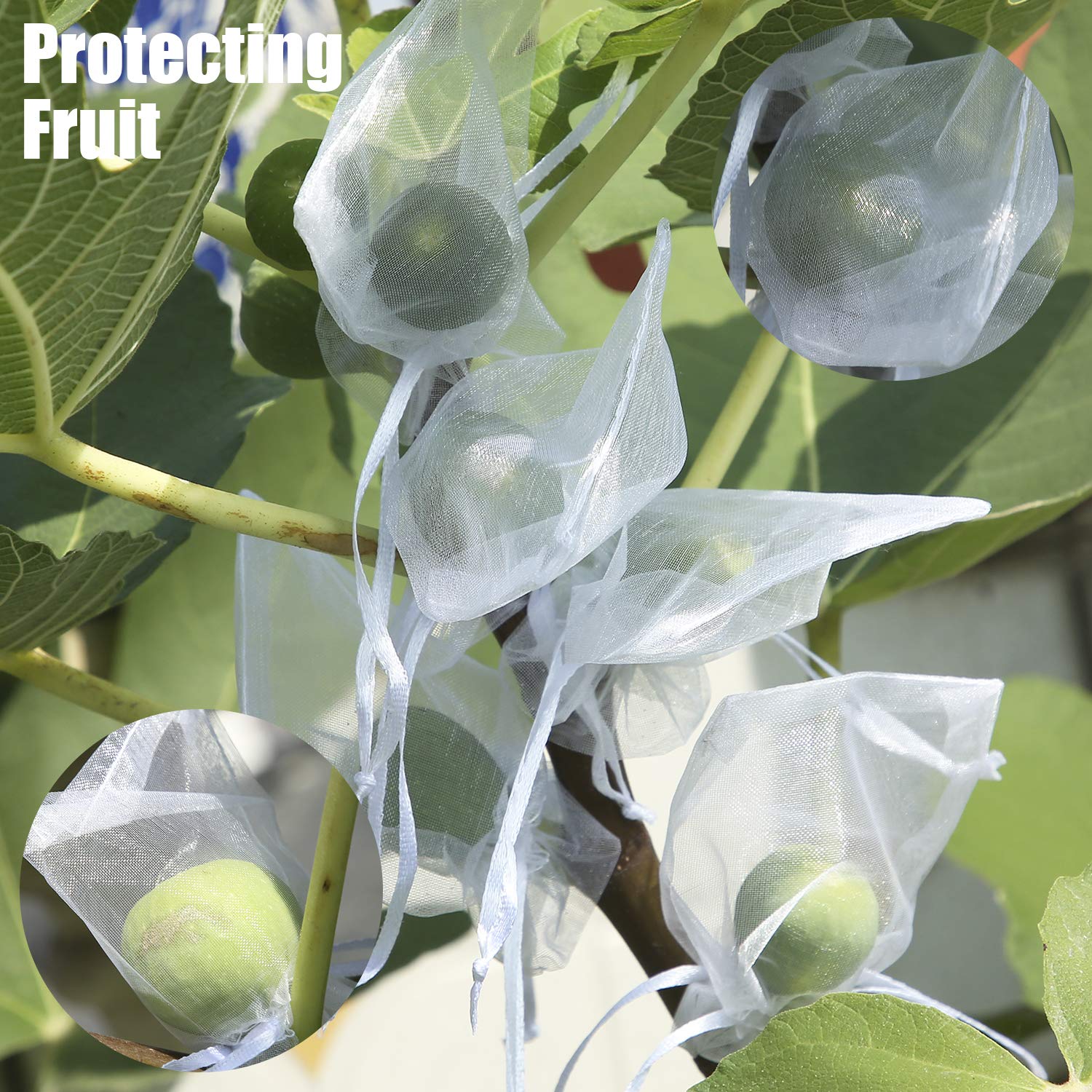 Bouraw 100Pcs Organza Bags, Drawstring Pouches, Wedding Favour Bags Party Christmas Bags, White Pouches (7x9cm, 2.7 * 3.5”)