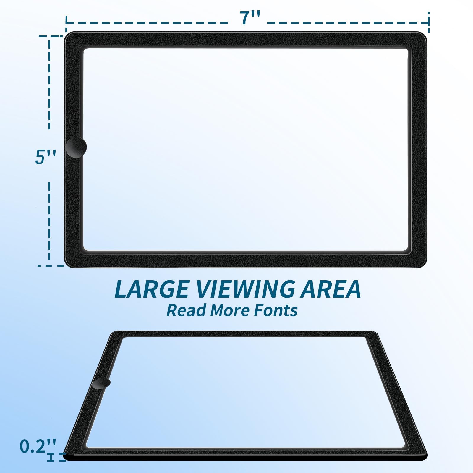 [2 Pack] 5X Magnifying Glass for Reading,7x5 inches Large and Lightweight Magnifier Provide Full Book Page Viewing Area Perfect Handheld Magnifier for Reading Small Prints,Low Vision Person & Seniors