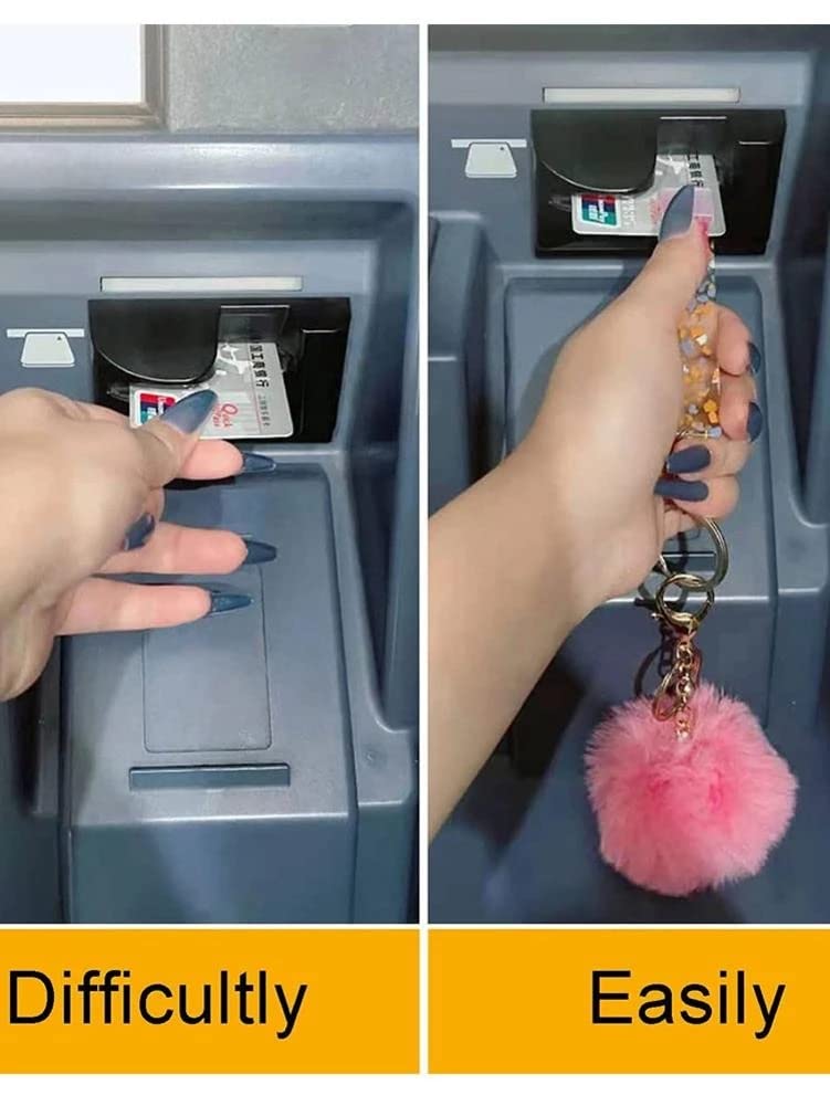 Keychain Debit Card Grabber ATM Card Grabber Plastic Clip for Long Nails Contactless Card Reader Clothing Accessories (Yellow)