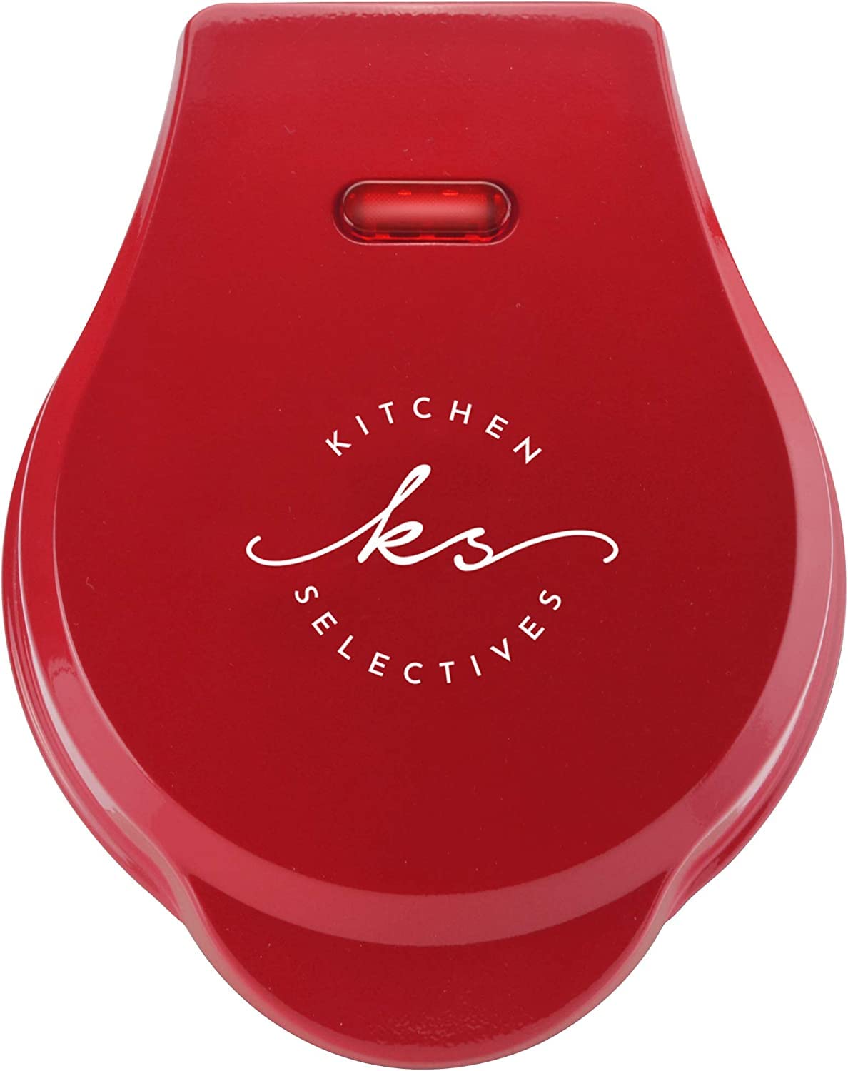 Kitchen Selectives Mini Waffle Maker By Select Brands - Classic Waffle Iron for Traditional, Savory or Dessert Waffles - Features Non-Stick Coating - 4 Mini Waffles, Red