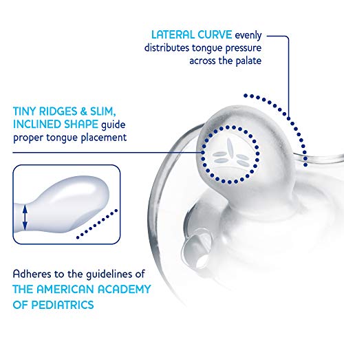 Chicco PhysioForma 100% Soft Silicone One Piece Pacifier for Babies 0-6m, Clear, Orthodontic Nipple, BPA-Free, 2-count in Sterilizing Case