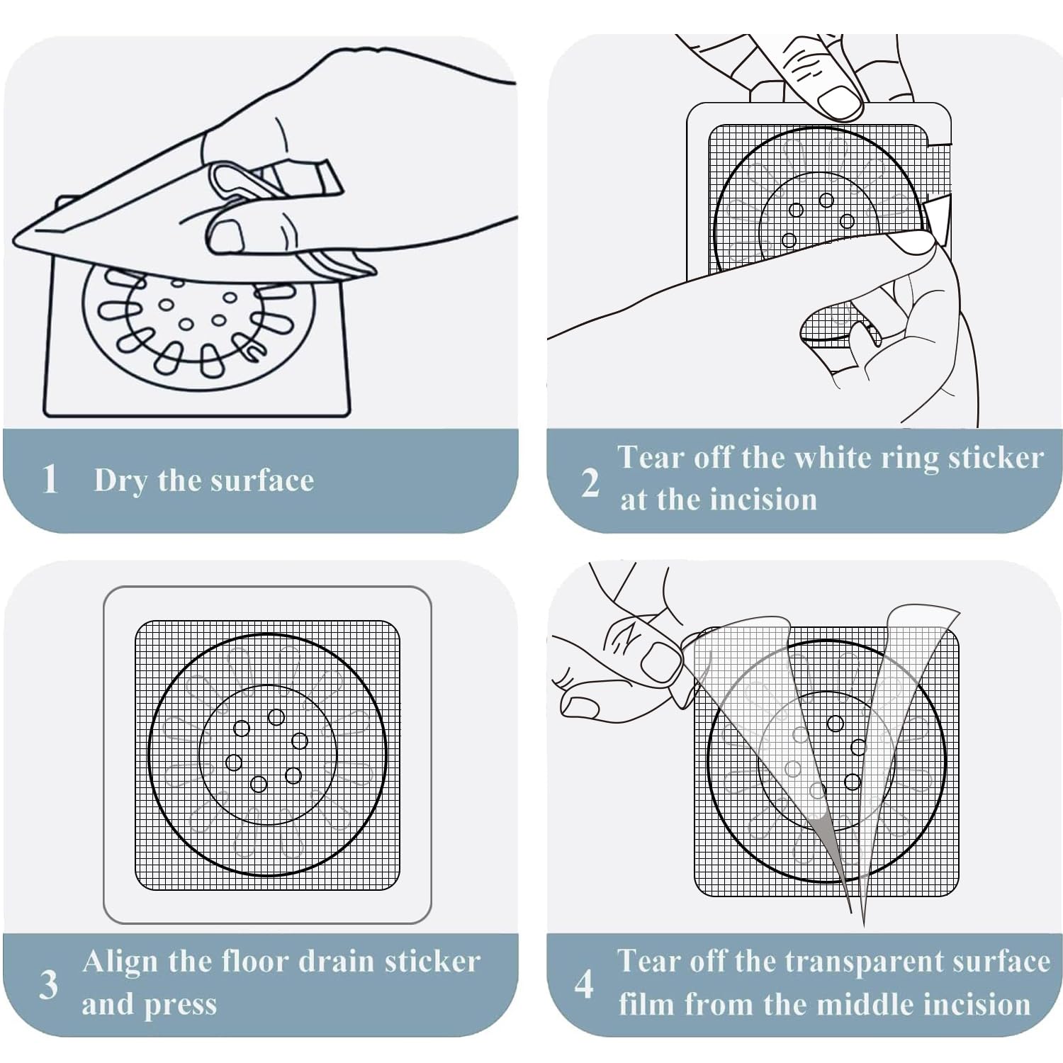 50 Pack, VIVIDLY Disposable Shower Drain Cover Hair Catcher Shower Drain Mesh Stickers, Bathroom, Laundry, Bathtub, Kitchen, Sink, Drain, for Human and pet Hair Catcher (Square 50 PCS)