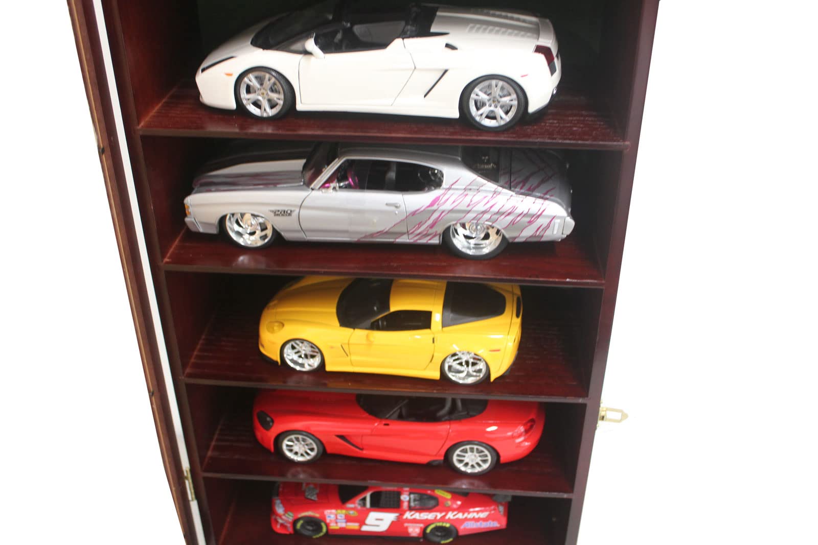 1/24 - 1/18 Scale Diecast Wheels Model 8 Cars Display Case Cabinet Holder Holds - Mahogany Finish (Mahogany Finish)