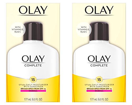 Face Moisturizer by Olay Complete Lotion All Day Daily Facial Moisturizing Lotion SPF 15 for Normal Skin and Hydration, Oil-Free Non-Greasy, 6 Fl Oz (Pack of 2)