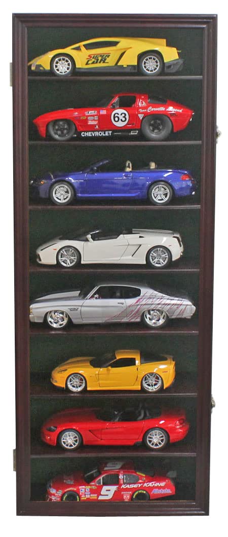 1/24 - 1/18 Scale Diecast Wheels Model 8 Cars Display Case Cabinet Holder Holds - Mahogany Finish (Mahogany Finish)