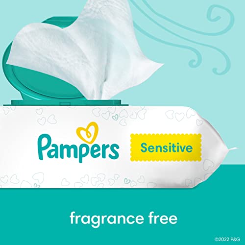 Baby Wipes, Pampers Sensitive Water Based Baby Diaper Wipes, Hypoallergenic and Unscented, 1X Pop-Top Pack, 56 Total Wipes (Packaging May Vary)