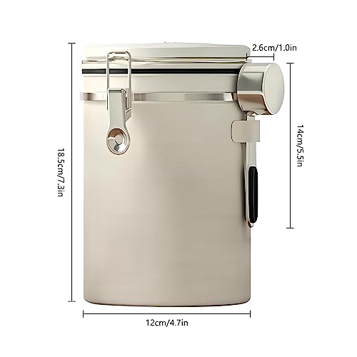 Fourmor Stainless Steel Coffee Grounds and Beans Container Canister with Date-Tracker - CO2-Release Valve and Measuring Scoop 22OZ for Grounds Coffee, Beans, Tea, Flour, Cereal, Sugar