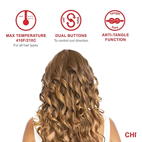 CHI Spin N Curl Ceramic Rotating Curling Iron | 1.25” Curling Iron | Ideal for Shoulder-Length Hair Between 6-16" | Include Cleaning Tool | Matte Black