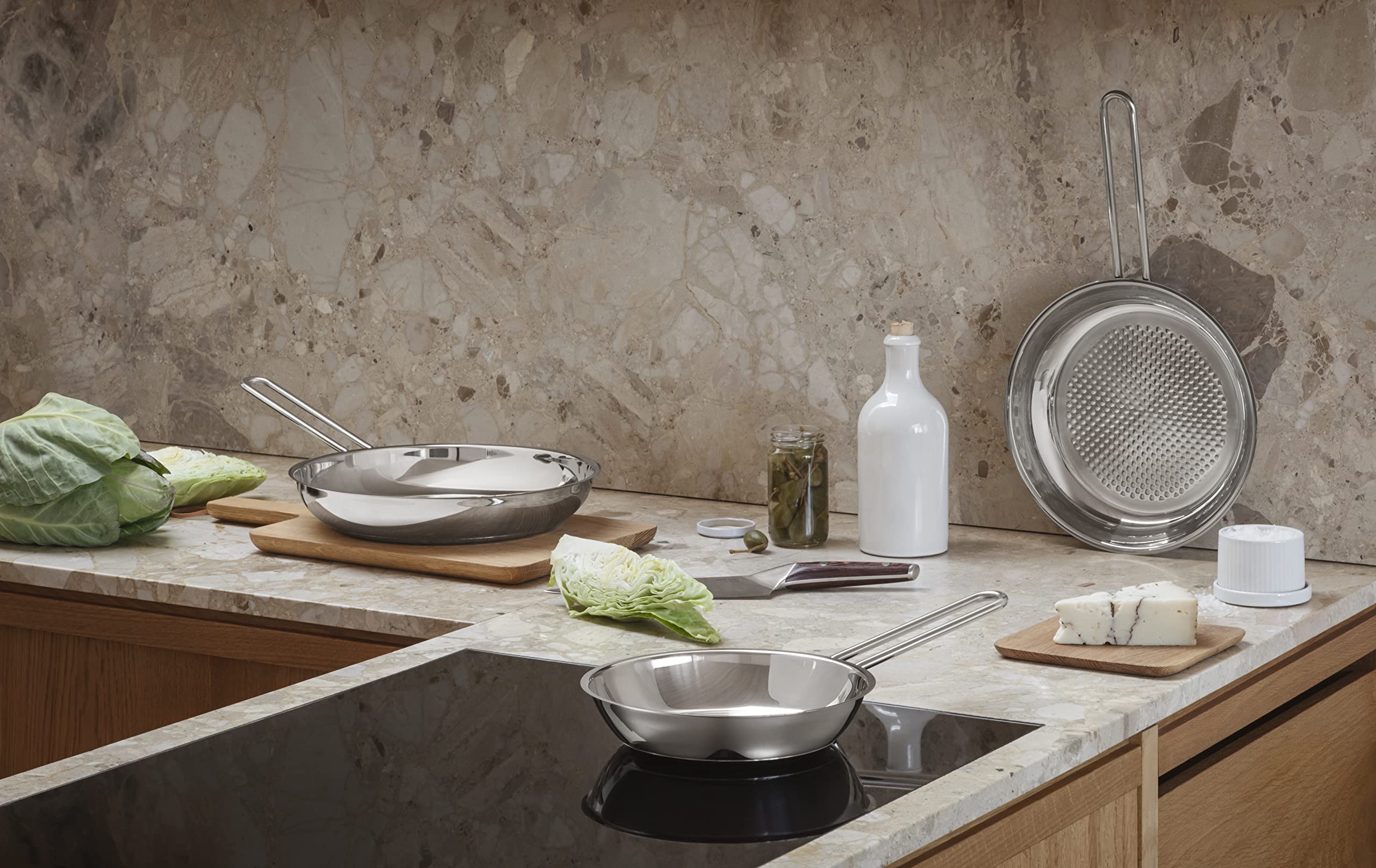EVA-TRIO Frying Pan Ø24 SS Honeycomb With "Waffle Base" - A Special Pattern That Prevents Food From Baking Stainless Steel