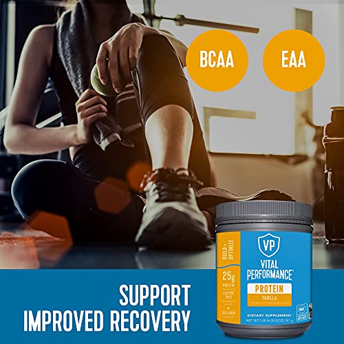 Vital Proteins Collagen Protein Powder, Vital Performance 25g Lactose-Free Milk Protein Isolate Powder, 10g Grass-Fed Collagen Peptides, 8g EAAs, 5g BCAAs- Vanilla, 1.68lb