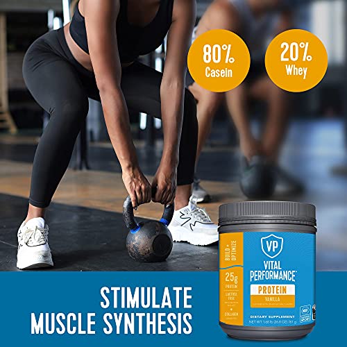Vital Proteins Collagen Protein Powder, Vital Performance 25g Lactose-Free Milk Protein Isolate Powder, 10g Grass-Fed Collagen Peptides, 8g EAAs, 5g BCAAs- Vanilla, 1.68lb