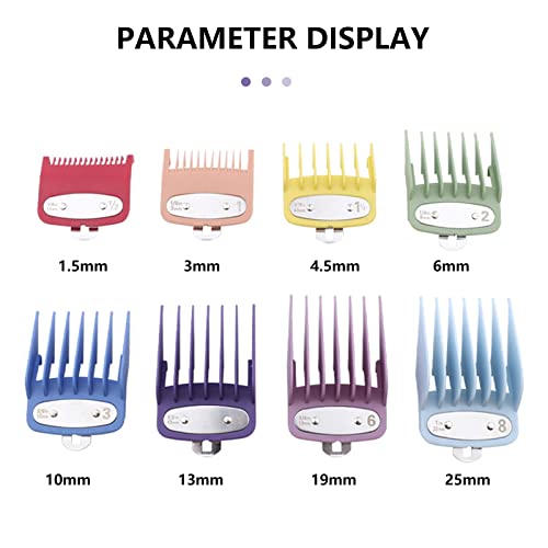 GSKY 8pcs Professional Guide Comb Set for Men's Hair Clippers Replacement, 1.79 X 1.52 Color Accessory Guard Guide Comb is Suitable for Many Men's Hair Clippers