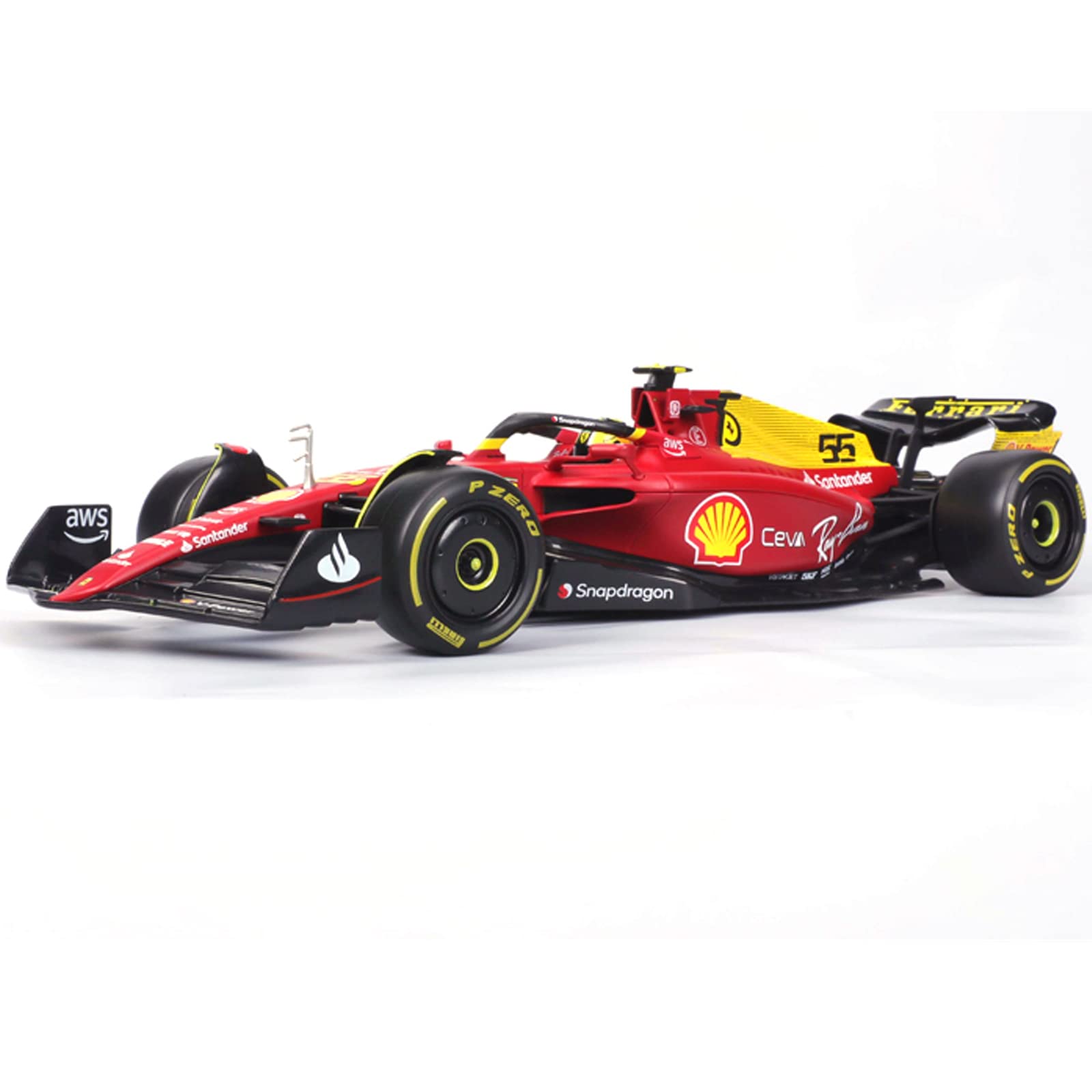 JODIYAAH Bburago 1/18 2022 F1-75 75th Anniversary F1-75#55 Carlos Sainz Alloy Luxury Vehicle Diecast Cars Model Toy Collection Gift (1/18 F1-75th No.#55)