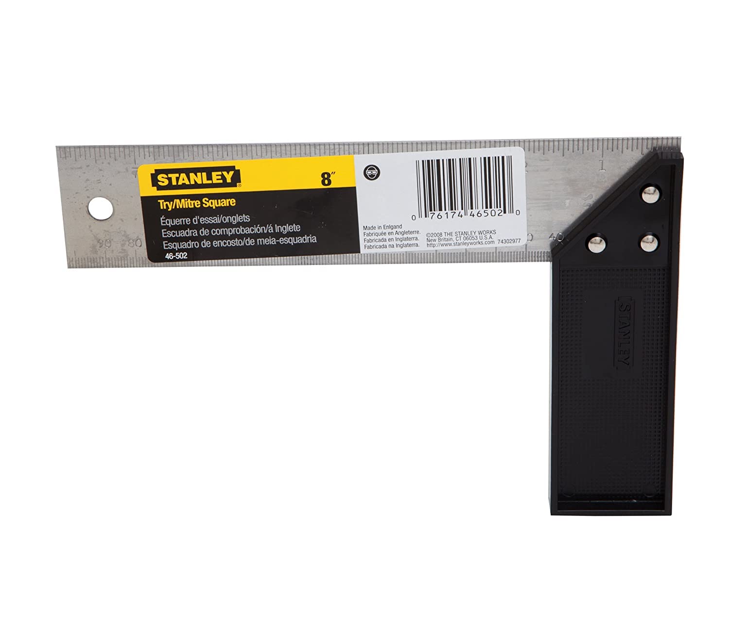Stanley 46-502 8 Inch Try/Mitre Square Aluminum,Plastic Handle