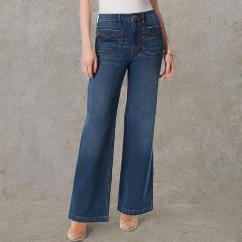 Jessica Simpson Women's Size Tease High Rise Wide Leg Jean, Midnight Games, 20 Plus Regular