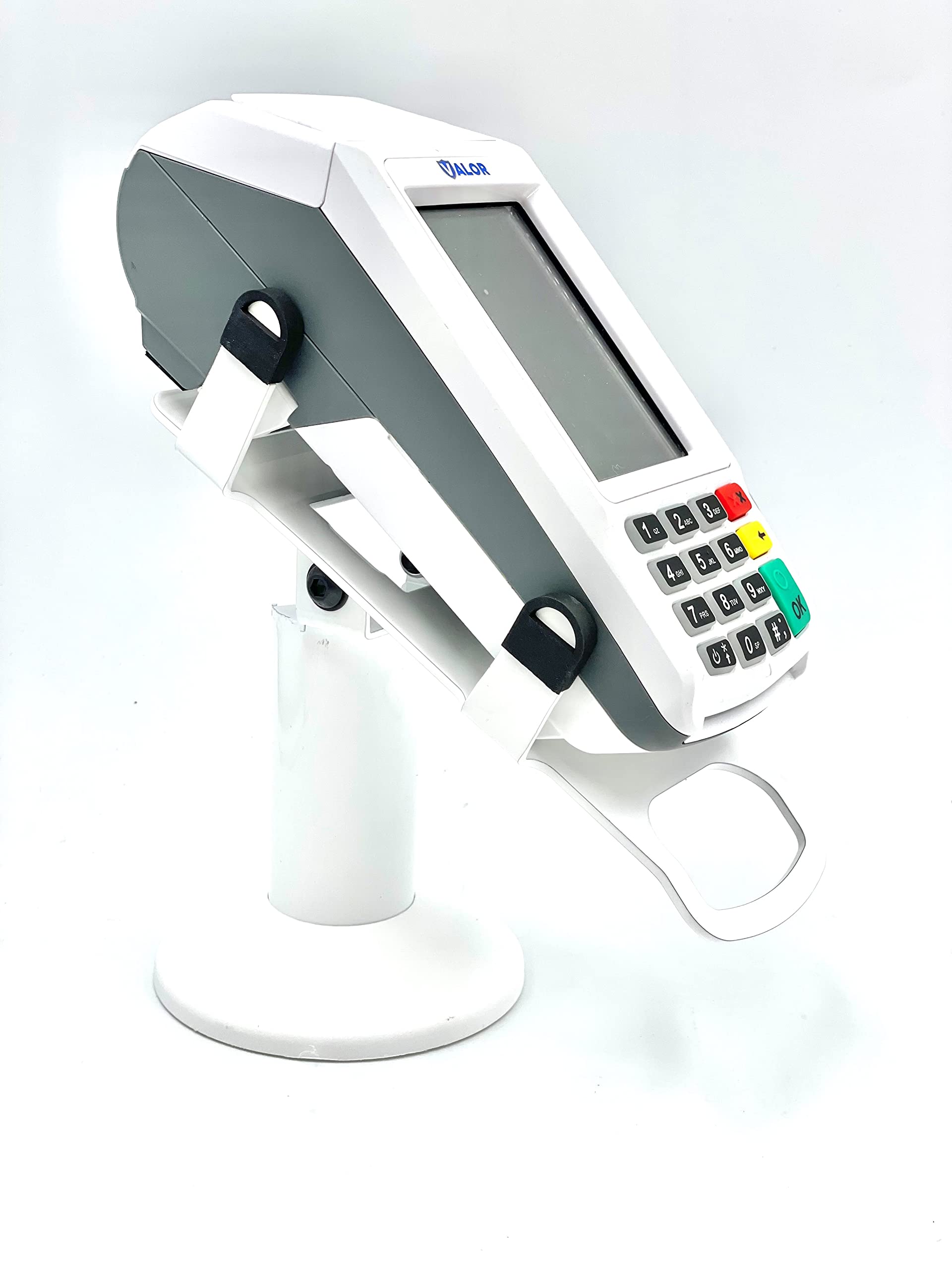 Discount Credit Card Supply Valor Paytech Low Profile Swivel and Tilt Terminal Stand, Screw-in or Adhesive, White