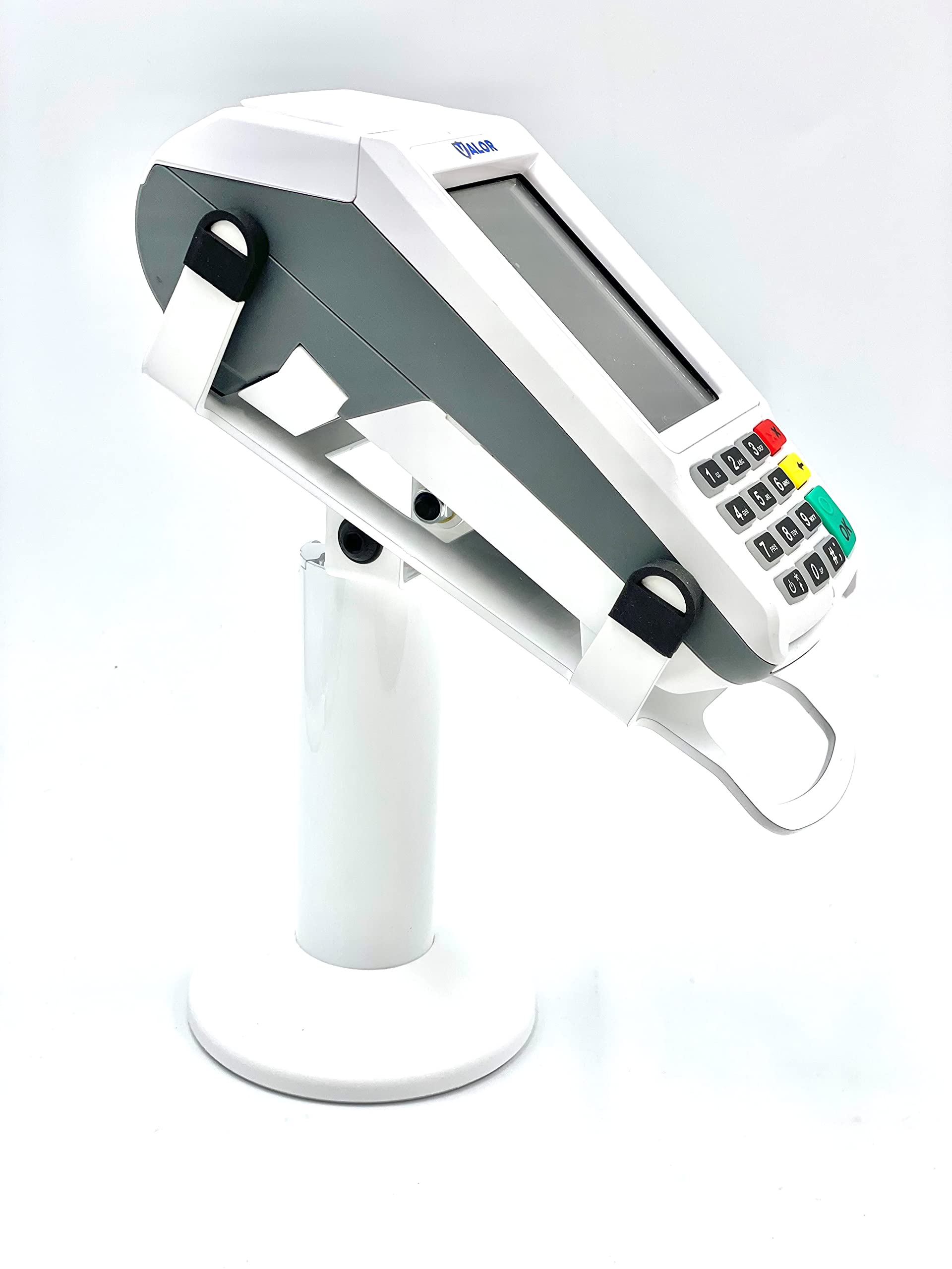 Discount Credit Card Supply Valor Paytech Low Profile Swivel and Tilt Terminal Stand, Screw-in or Adhesive, White