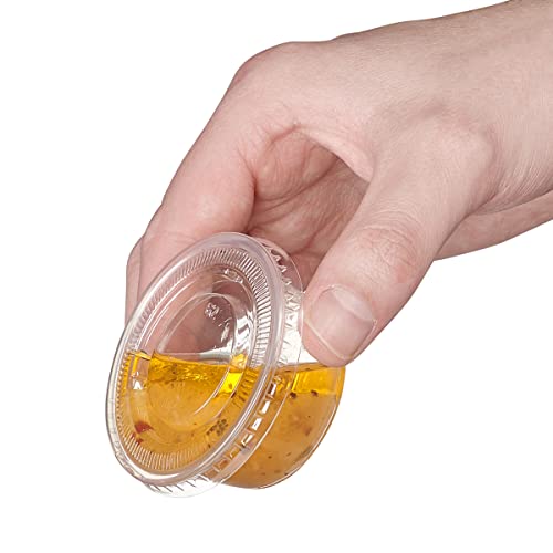 Comfy Package [50 Sets] 2 oz. Plastic Portion Cups With Lids, Souffle Cups, Jello Shot Cups