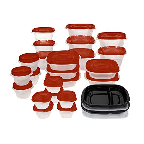 Rubbermaid TakeAlongs Meal Prep 50-Piece Food Storage Containers, Red