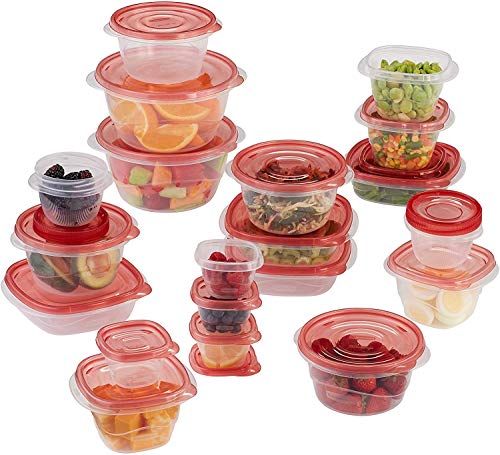 Rubbermaid TakeAlongs Meal Prep 50-Piece Food Storage Containers, Red