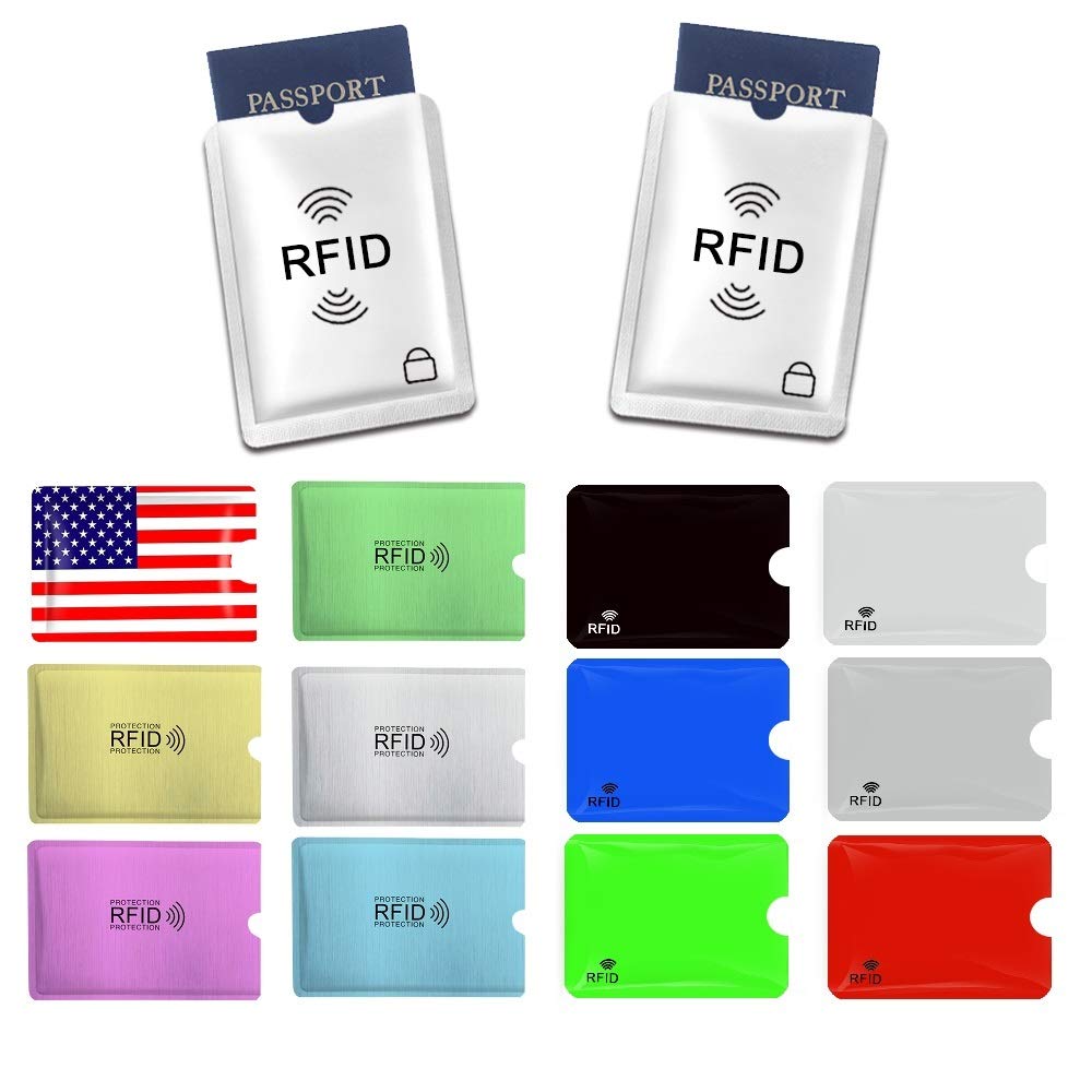 Credit Card Sleeve, 14PCS RFID Sleeves Credit Card Protectors for Identity Theft Protection (Set of 12 Credit Card Protector Sleeves + 2 Passport Holders)