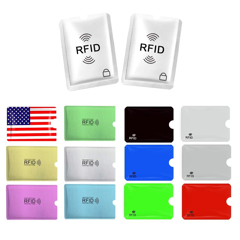 Credit Card Sleeve, 14PCS RFID Sleeves Credit Card Protectors for Identity Theft Protection (Set of 12 Credit Card Protector Sleeves + 2 Passport Holders)