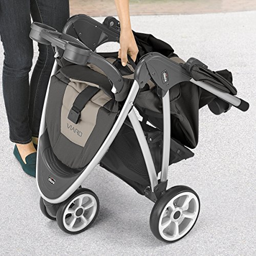 Chicco Viaro Quick-Fold Travel System, Includes Infant Car Seat and Base, Stroller and Car Seat Combo, Baby Travel Gear, Apex/Black