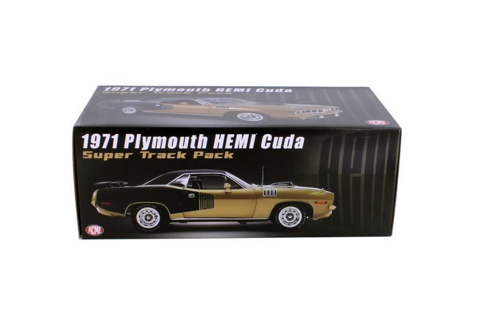 ModelToyCars 1971 Plymouth Hemi Barracuda w/Vinyl Top, Gold Leaf - Acme A1806126VT - 1/18 Scale Diecast Car