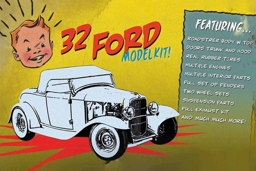 ModelToyCars 1932 Ford Roadster 2-in-1 Model Kit, Light Gray - Acme A1805002K - 1/18 Scale Diecast Model Kit