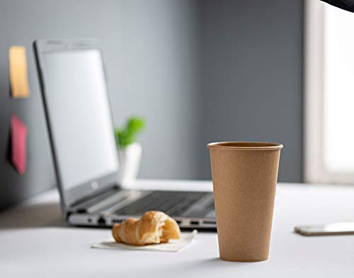 Comfy Package [200 Count - 16 oz.] Kraft Paper Hot Coffee Cups- Unbleached
