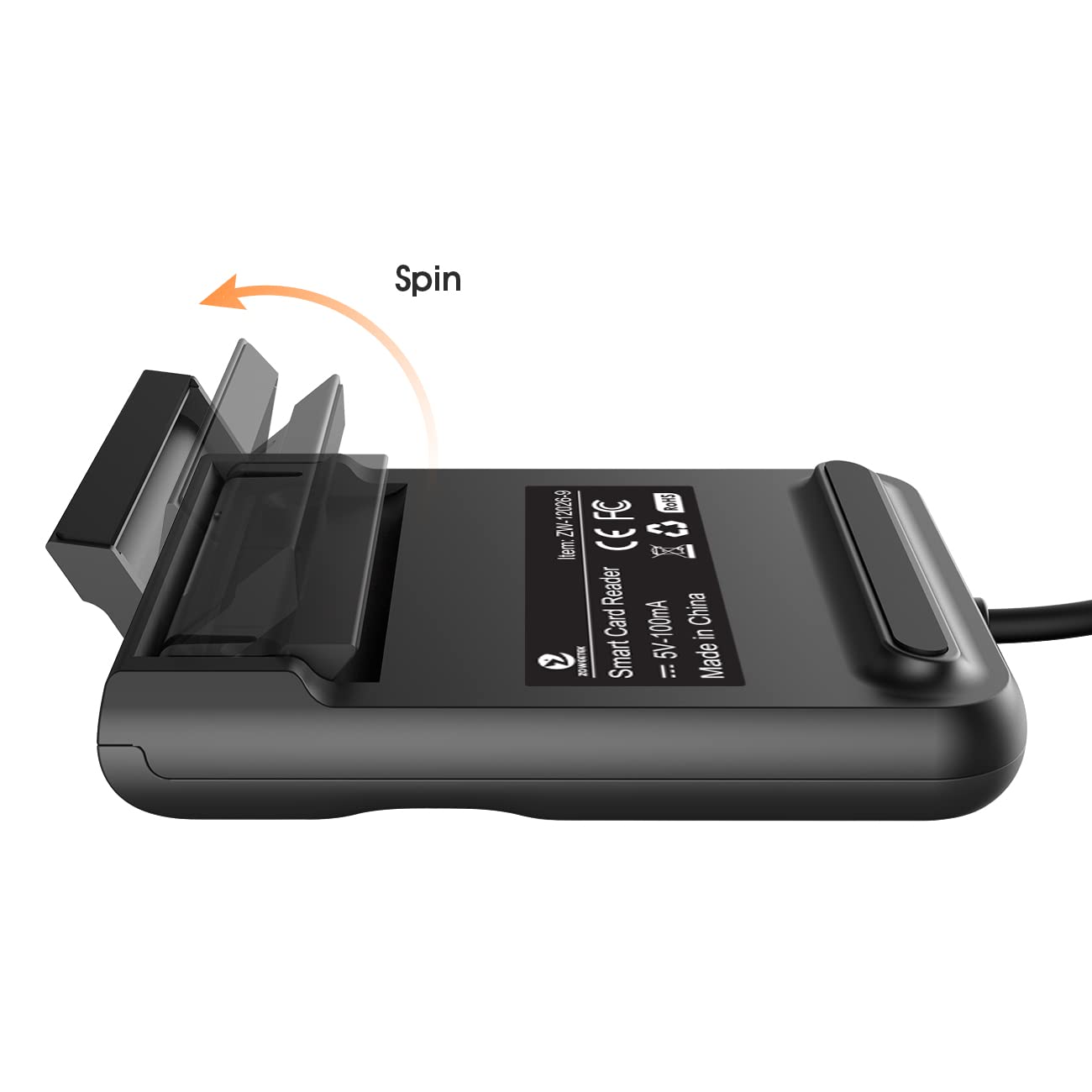 ZOWEETEK USB Smart Card Reader, CAC Card Reader Military, Compatible with Windows, Mac OS and Linux